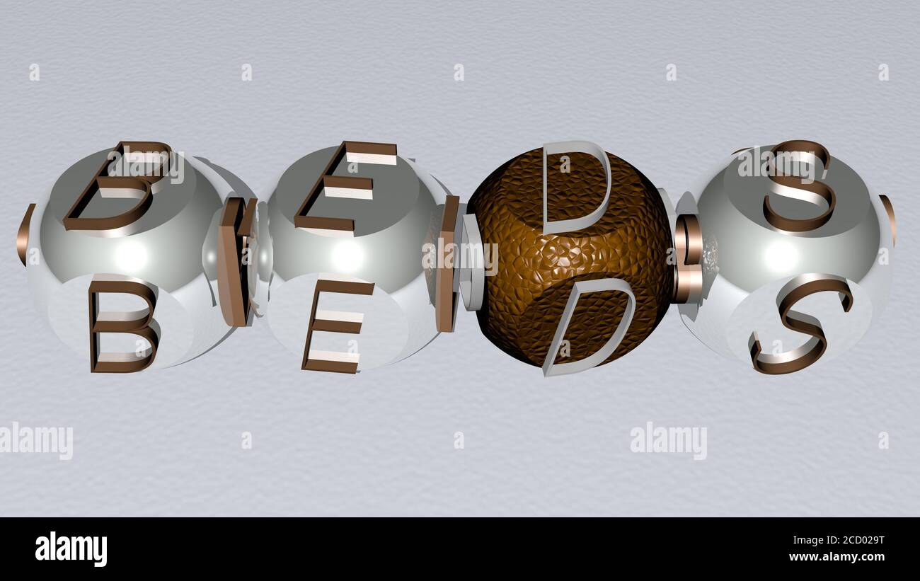 BEDS text by cubic dice letters, 3D illustration Stock Photo - Alamy