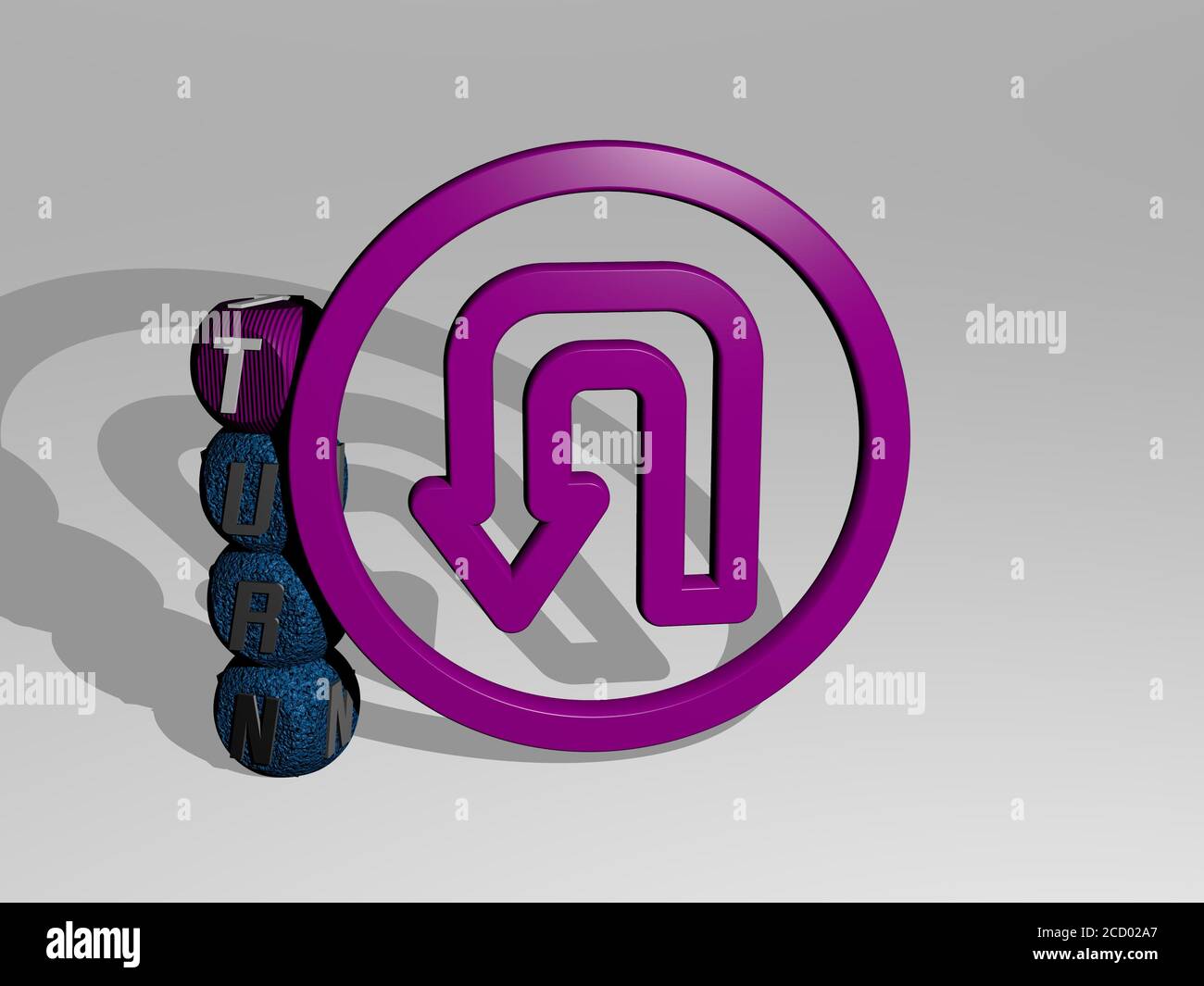 turn 3D icon and dice letter text, 3D illustration Stock Photo - Alamy