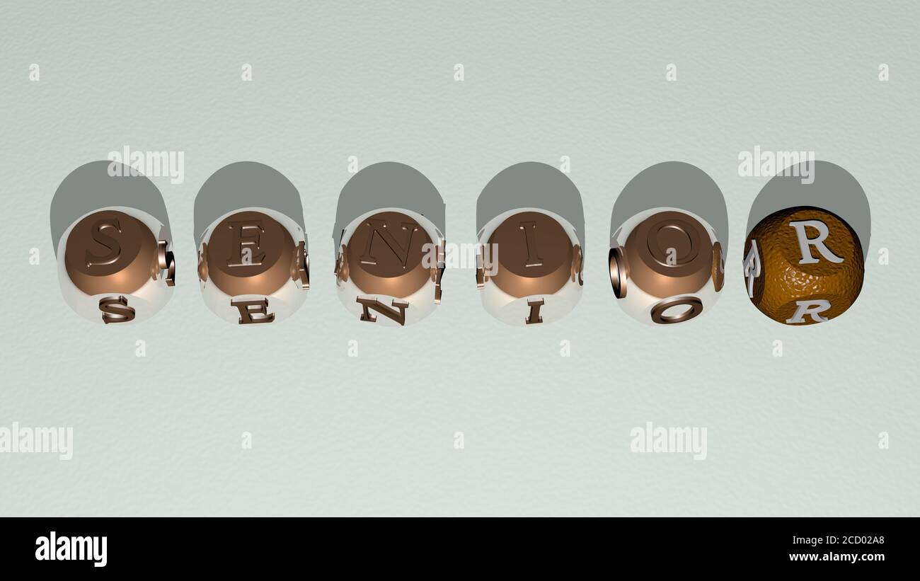 senior text of cubic individual letters, 3D illustration Stock Photo ...