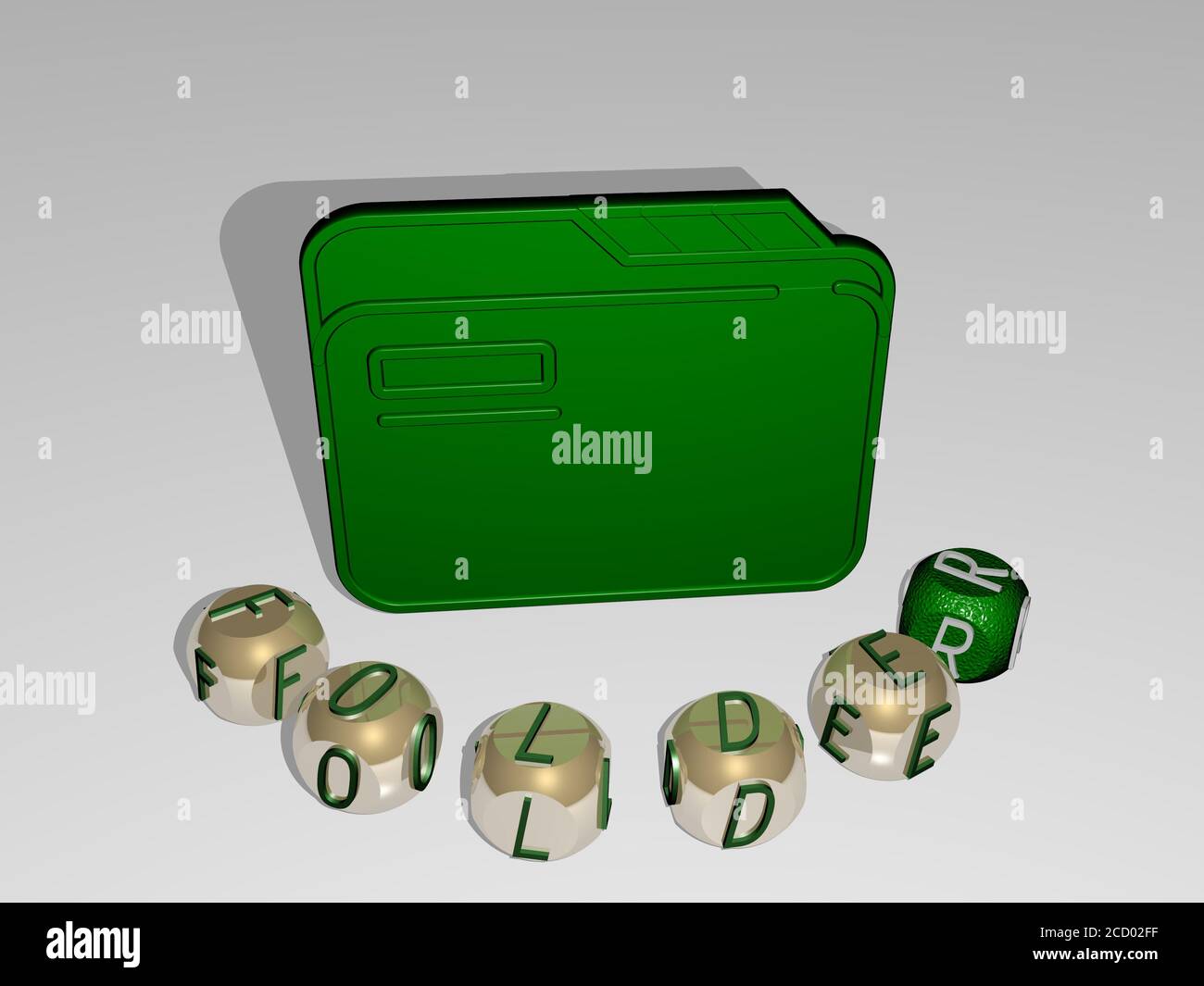 FOLDER round text of cubic letters around 3D icon, 3D illustration ...