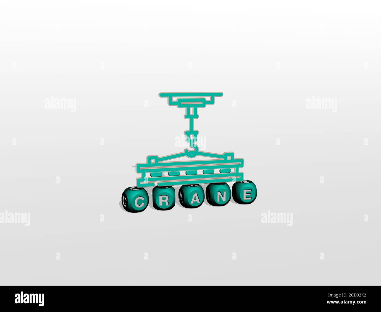 CRANE cubic letters with 3D icon on the top, 3D illustration Stock ...
