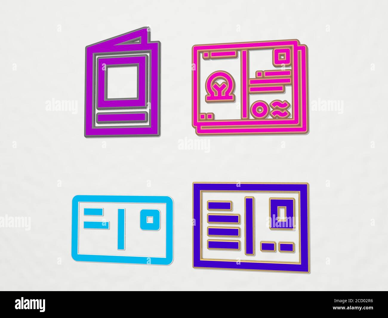 postcard 4 icons set, 3D illustration Stock Photo - Alamy