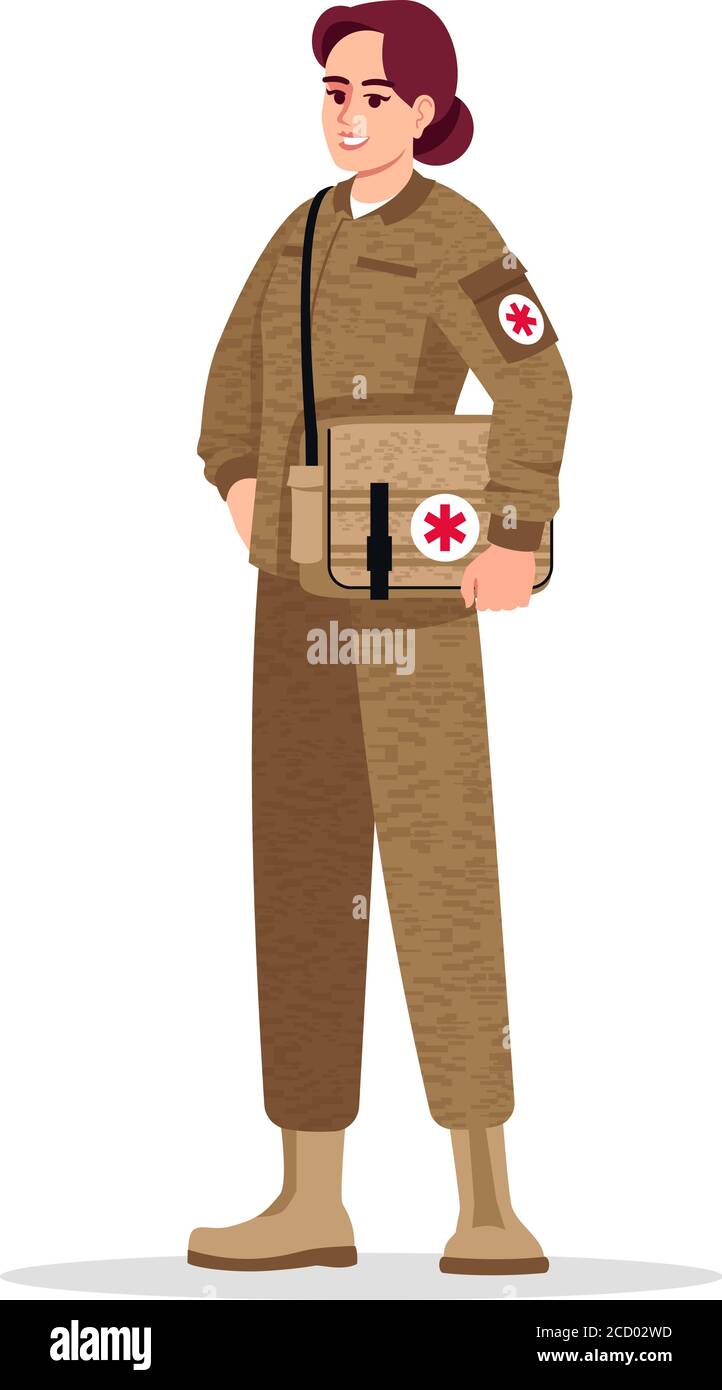 Military doctor semi flat RGB color vector illustration Stock Vector ...