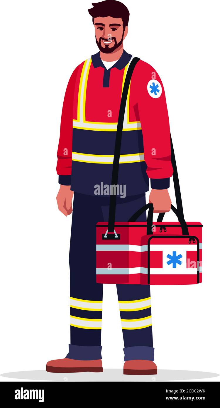 Paramedic semi flat RGB color vector illustration Stock Vector Image ...