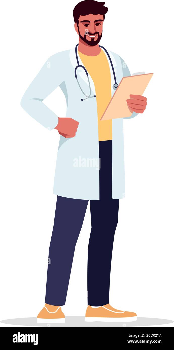 General practitioner semi flat RGB color vector illustration Stock ...