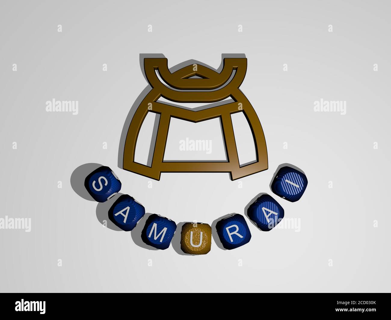 SAMURAI text around the 3D icon, 3D illustration Stock Photo - Alamy