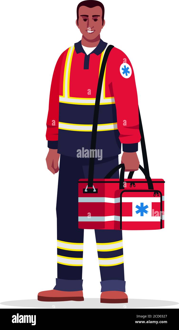 Paramedic semi flat RGB color vector illustration Stock Vector Image ...
