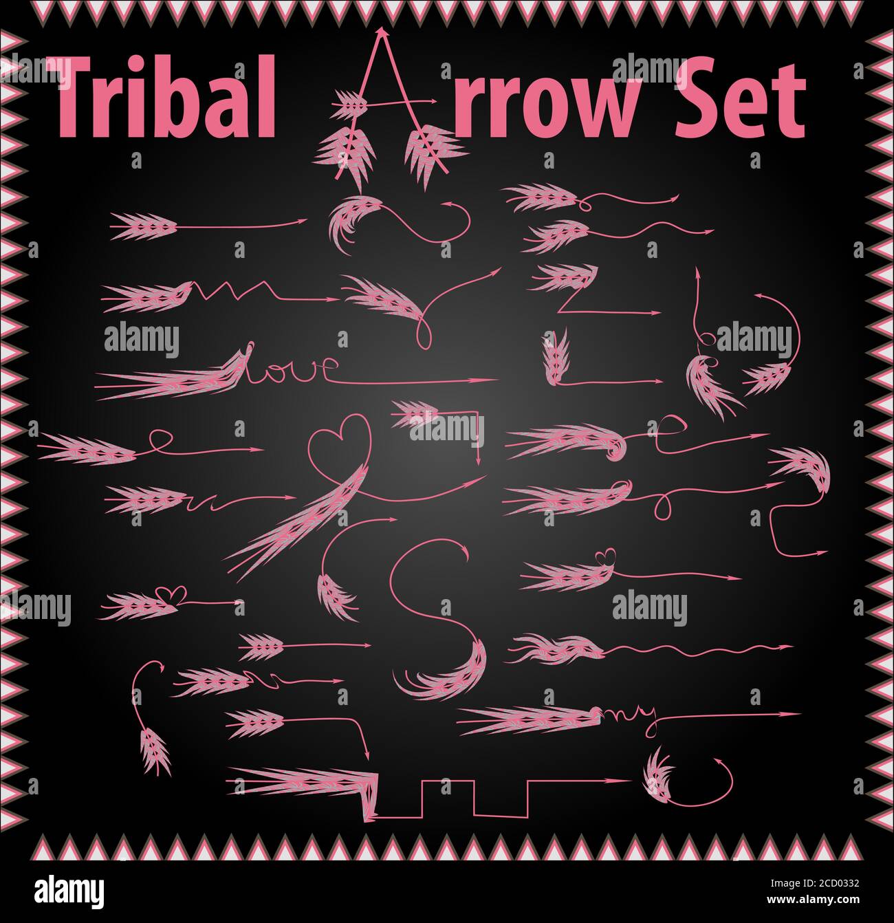 Tribal Arrow Signs Large bundle of sketch hand-painted doodle arrows in ...