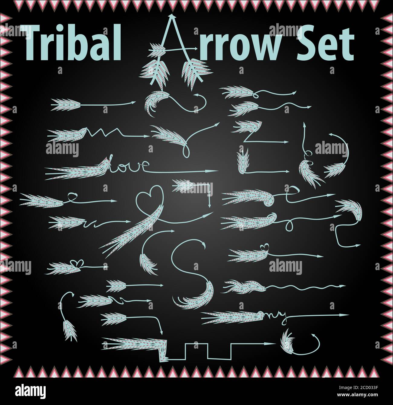 Tribal Arrow Signs Large bundle of sketch hand-painted doodle arrows in ...