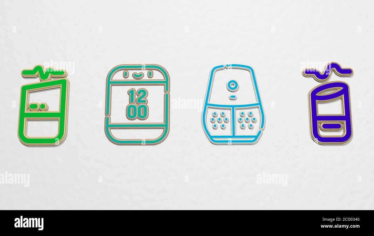 HOME ASSISTANT 4 icons set, 3D illustration Stock Photo - Alamy