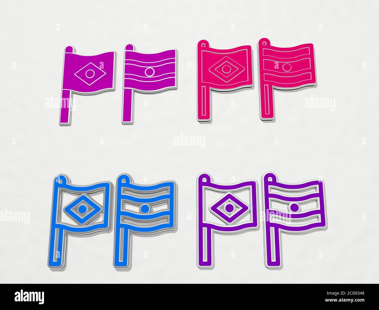 national flag 4 icons set, 3D illustration Stock Photo - Alamy