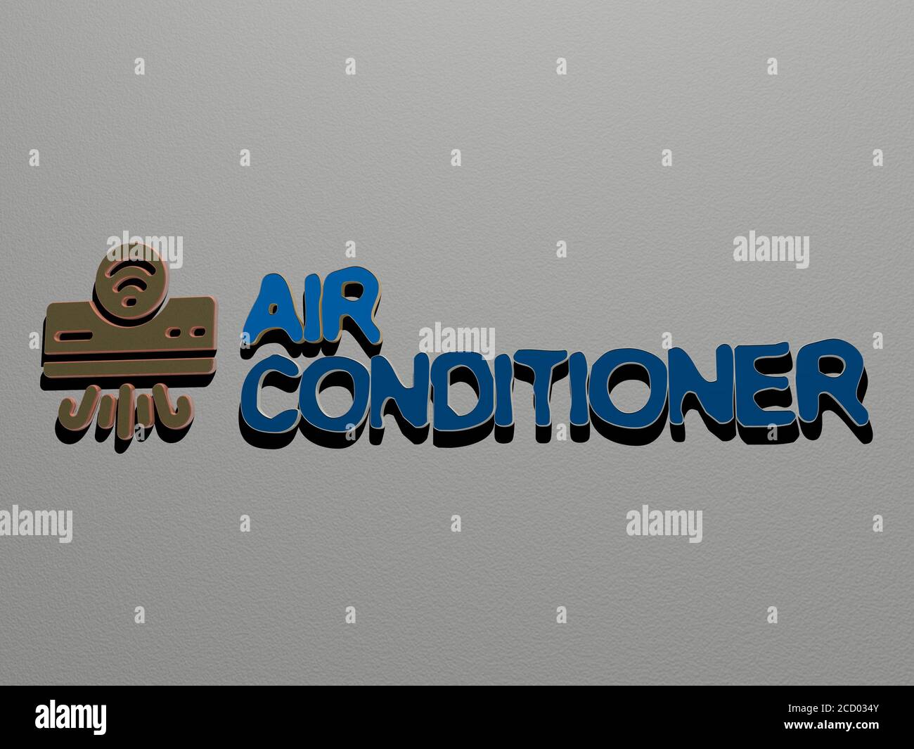 AIR CONDITIONER icon and text on the wall, 3D illustration Stock Photo ...