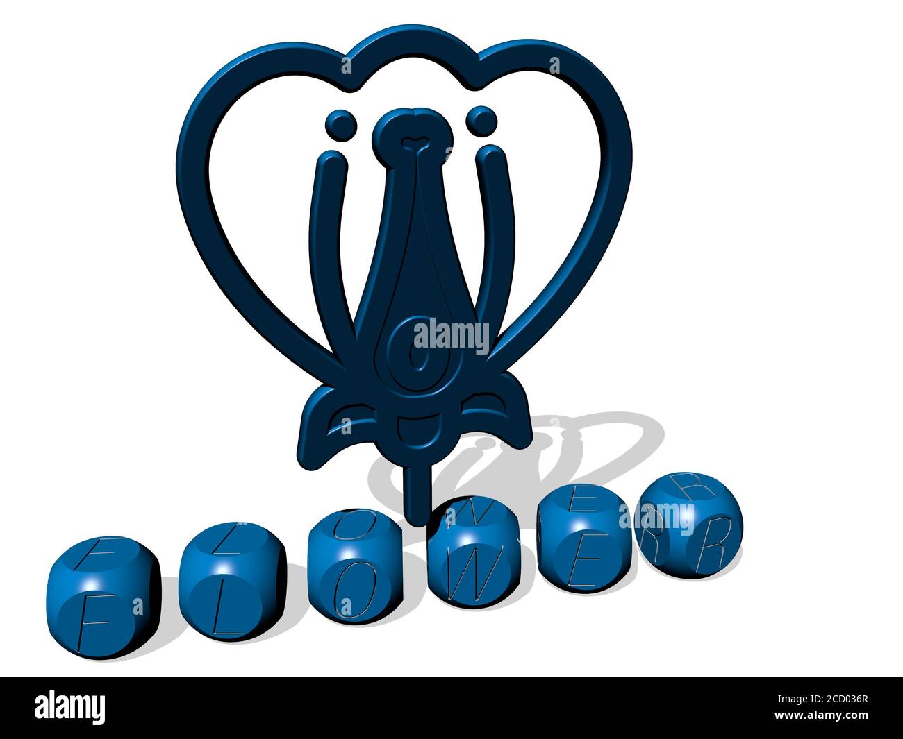 FLOWER cubic letters with 3D icon on the top, 3D illustration Stock ...