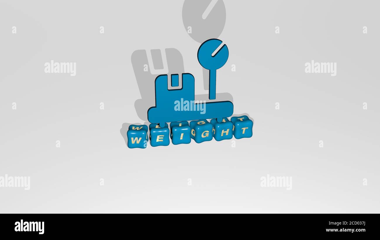 WEIGHT 3D icon object on text of cubic letters, 3D illustration Stock ...