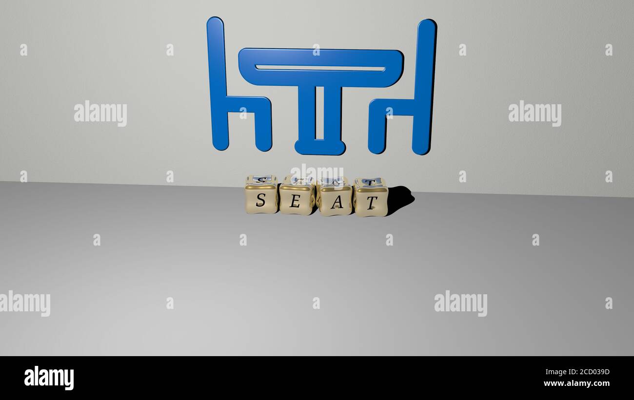 SEAT 3D icon on the wall and cubic letters on the floor, 3D ...