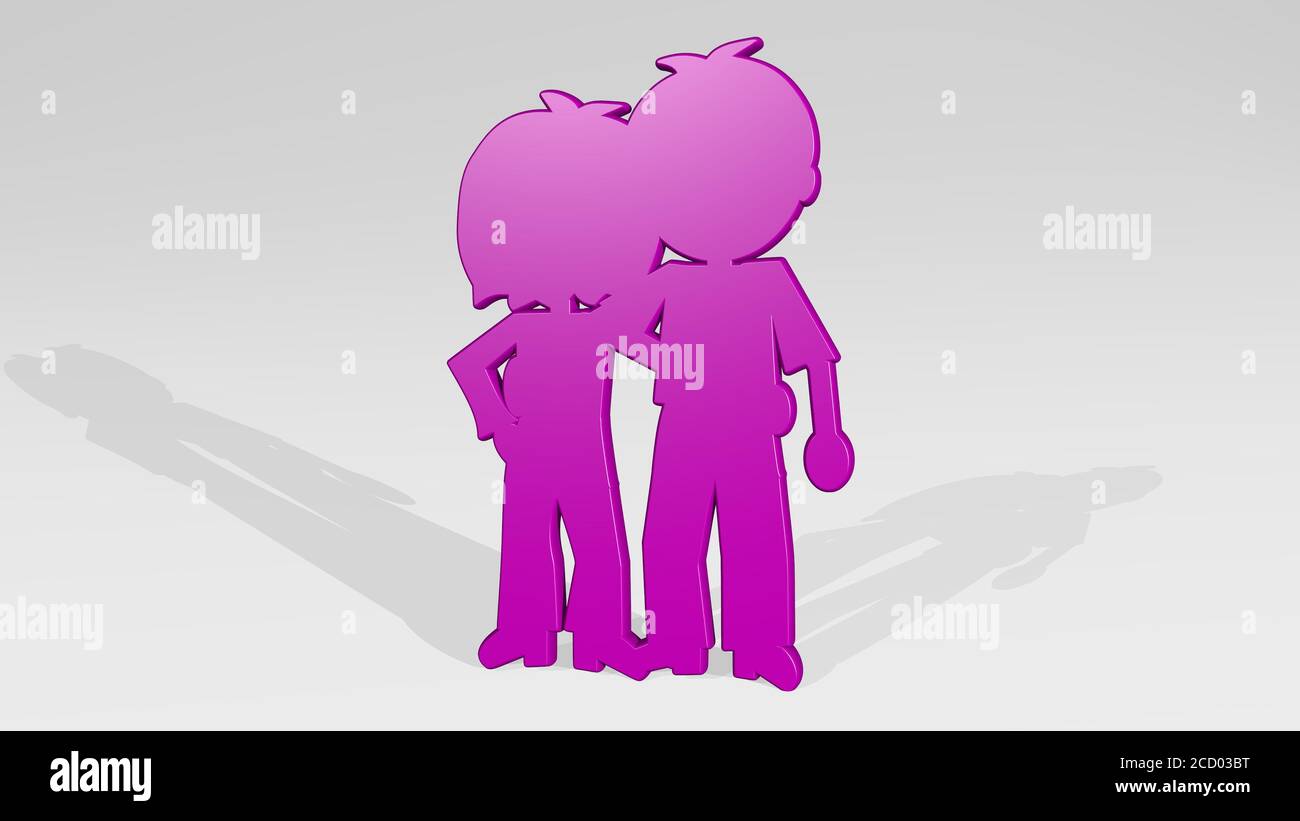 BOY AND GIRL 3D icon casting shadow, 3D illustration Stock Photo - Alamy