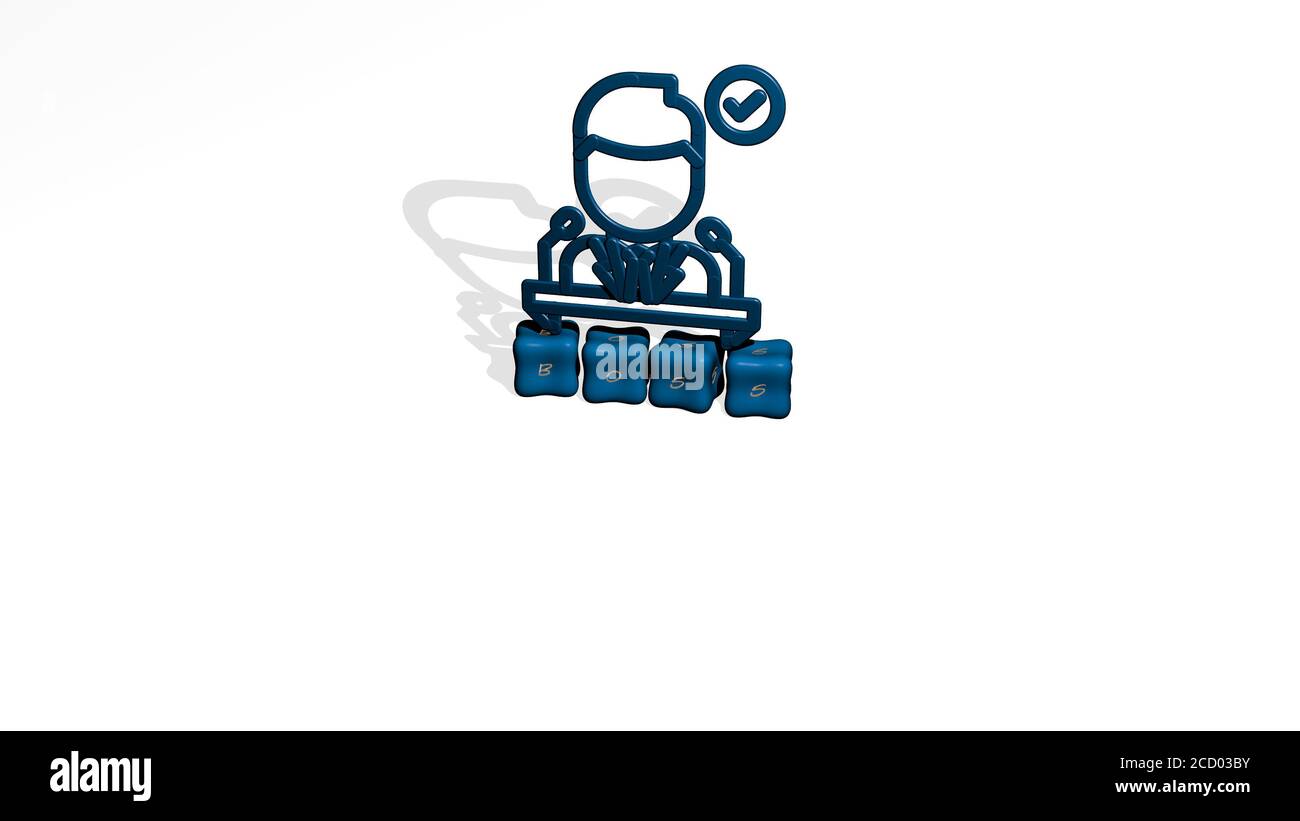 boss 3D icon object on text of cubic letters, 3D illustration Stock ...