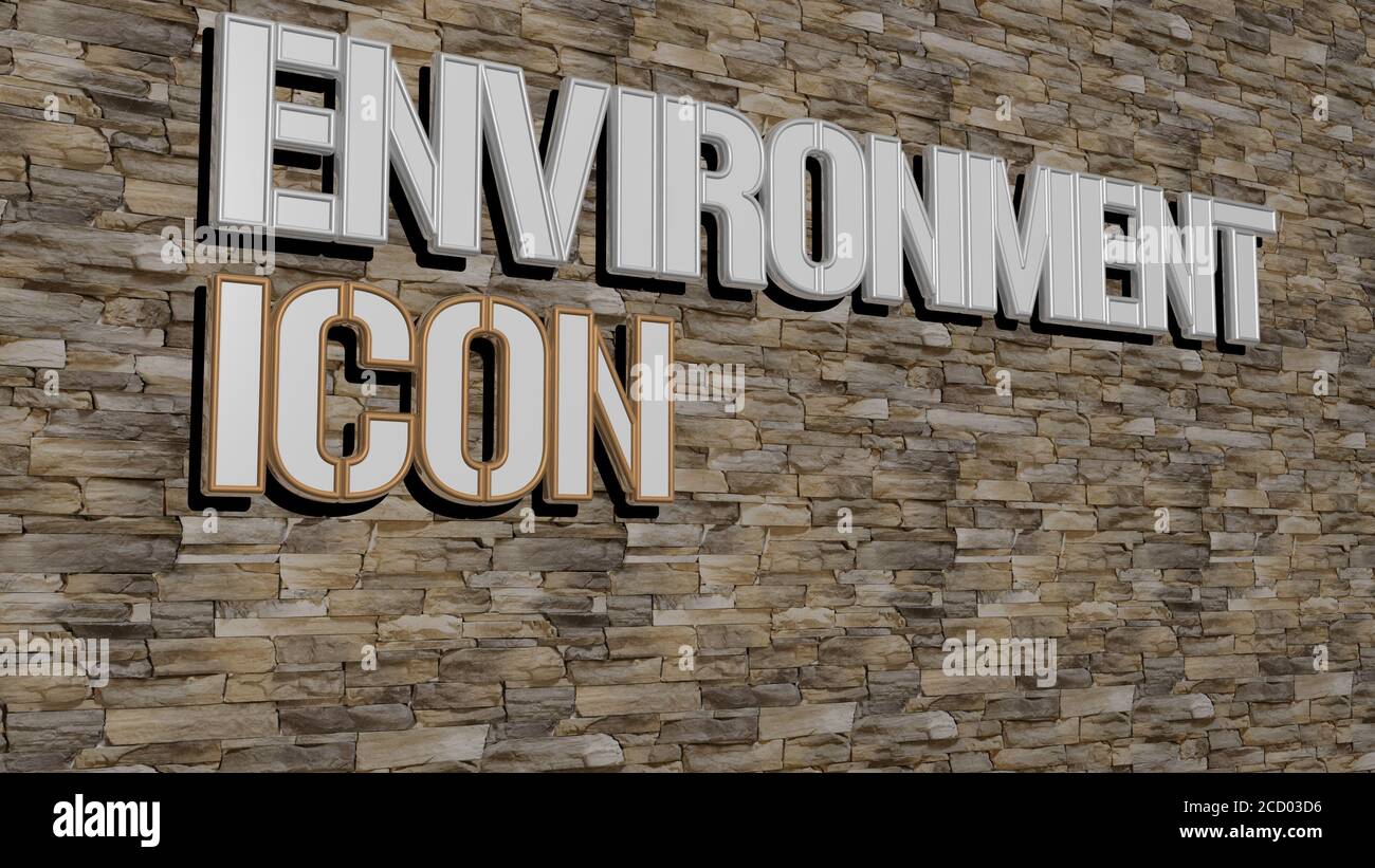 ENVIRONMENT ICON text on textured wall, 3D illustration Stock Photo - Alamy