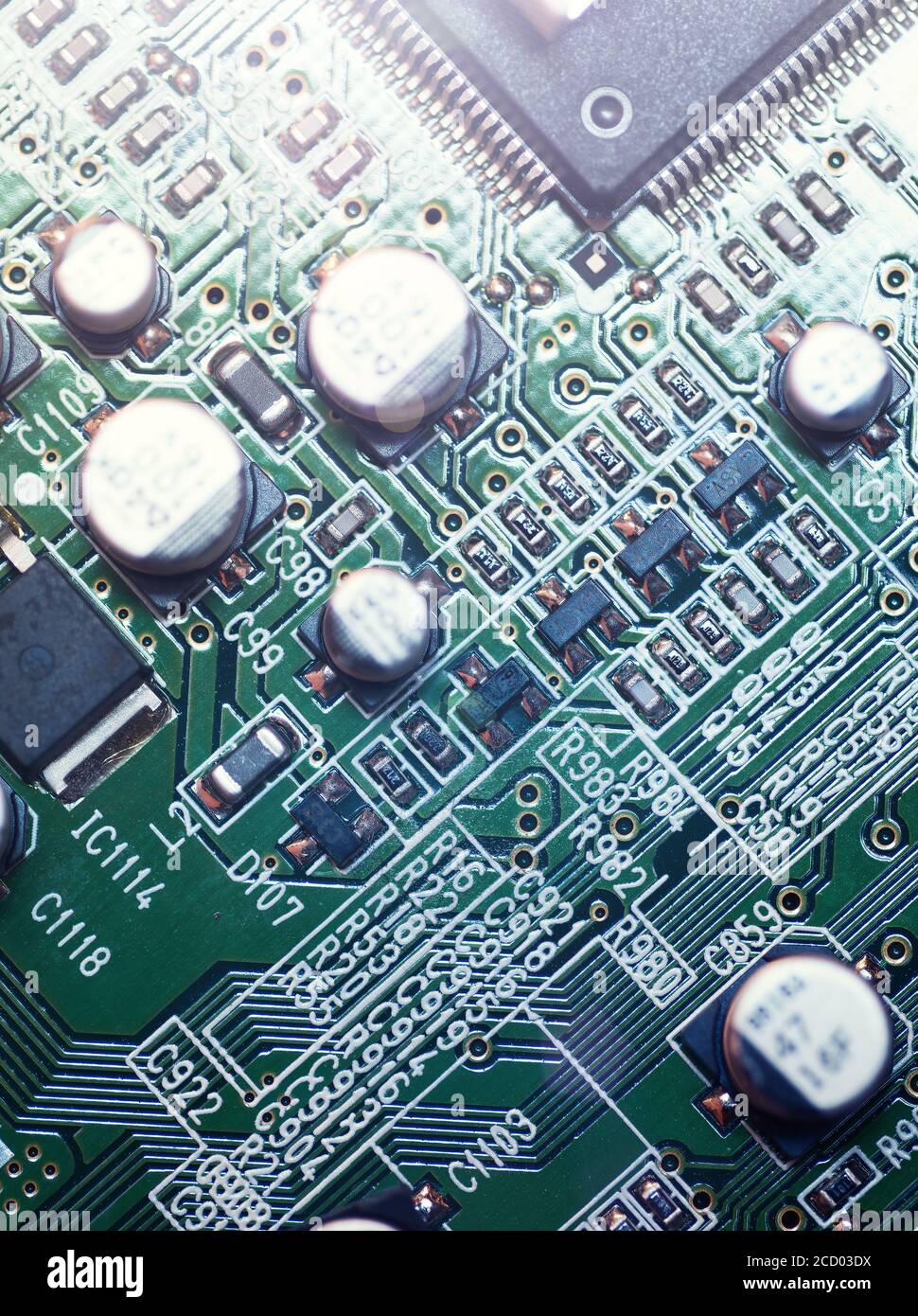 Electronic Microcircuit With Microchip And Capacitors Stock Photo - Alamy