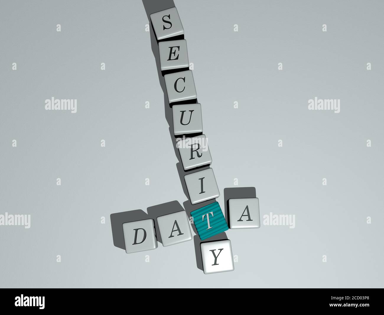 data security crossword by cubic dice letters, 3D illustration Stock ...