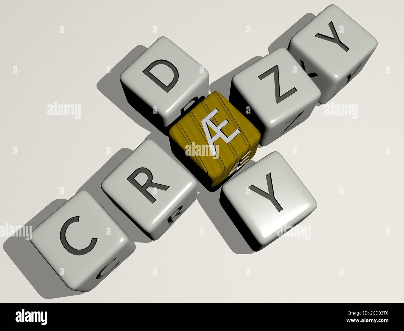 crazy day crossword by cubic dice letters, 3D illustration Stock Photo ...