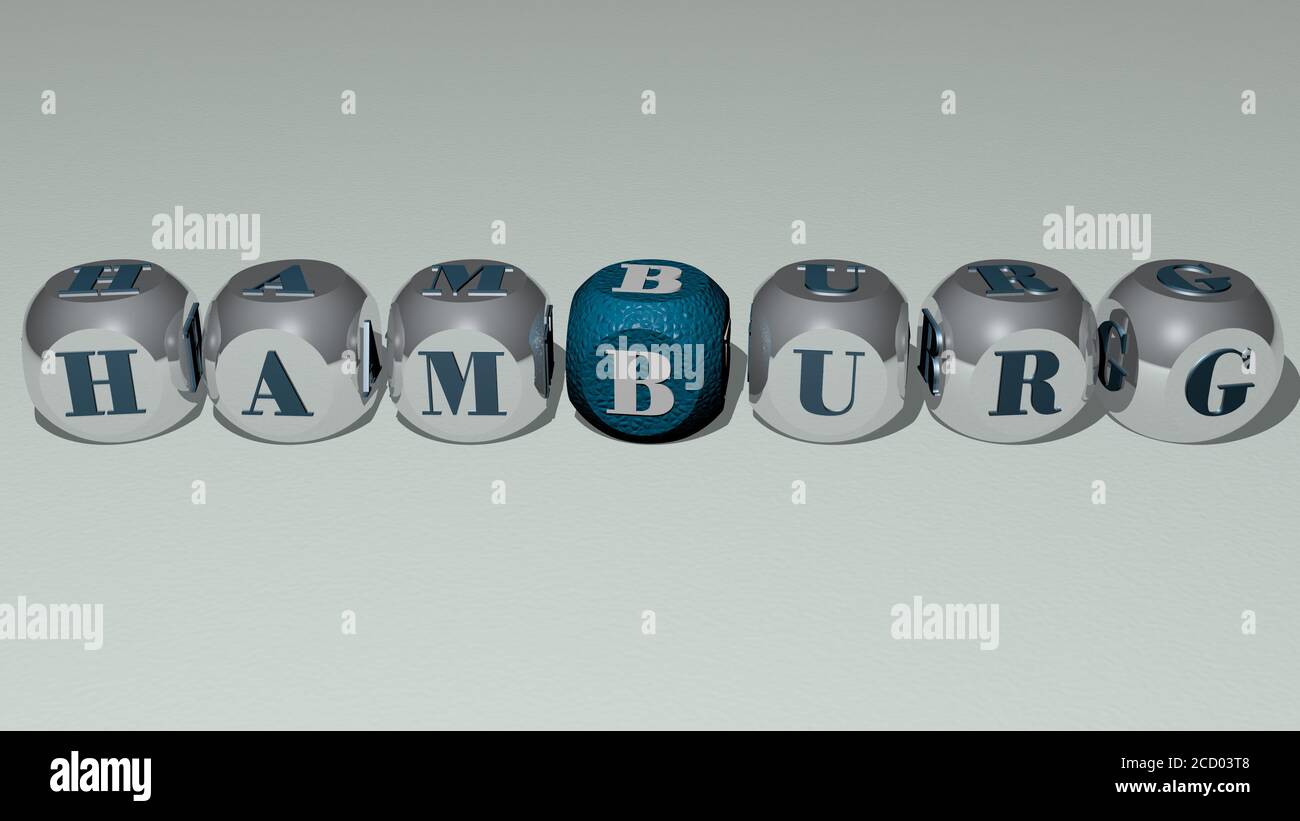 hamburg text by cubic dice letters, 3D illustration Stock Photo - Alamy