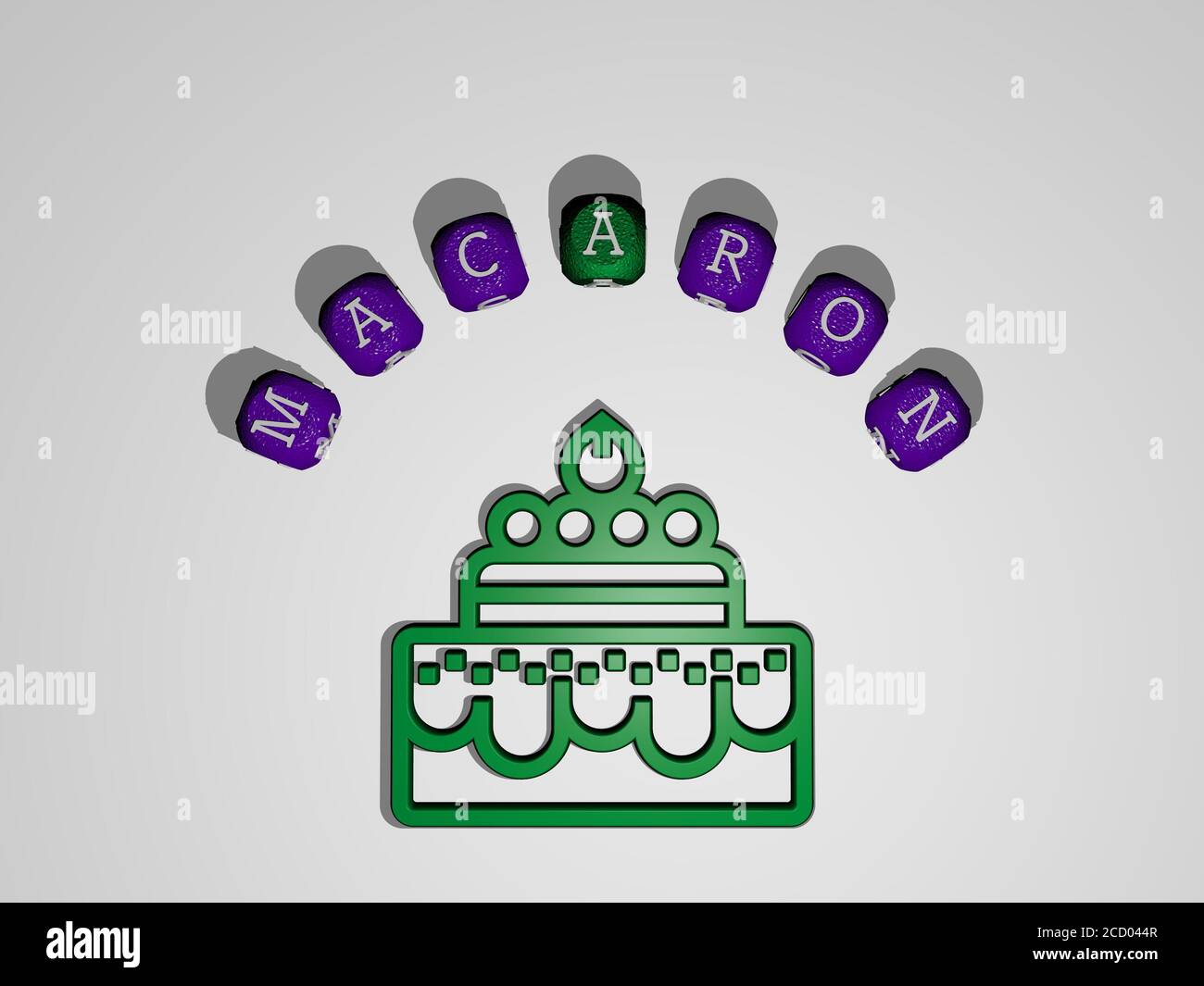 MACARON icon surrounded by the text of individual letters, 3D ...