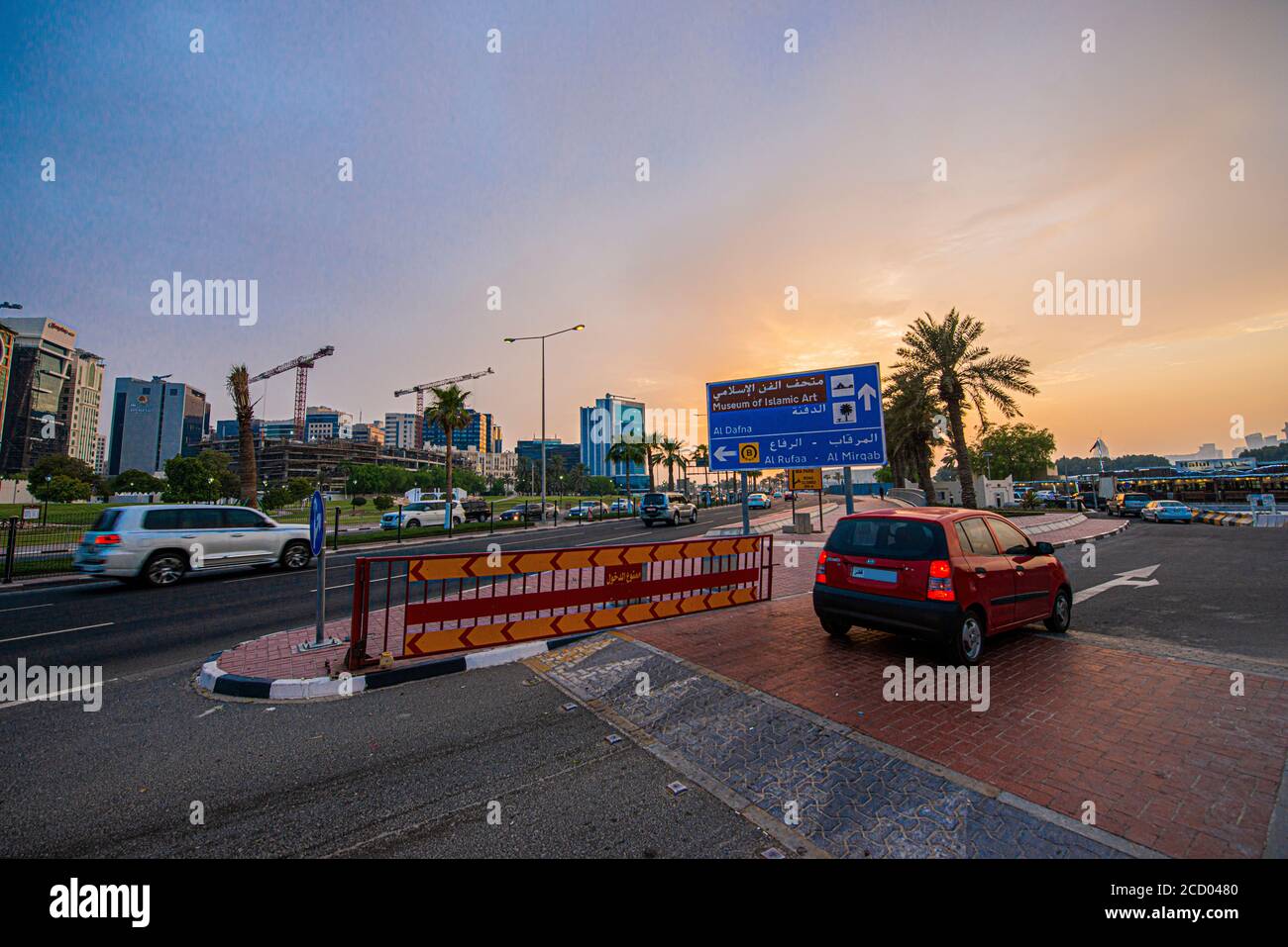 Doha Cornish , Doha Roads , Sunset Stock Photo - Alamy