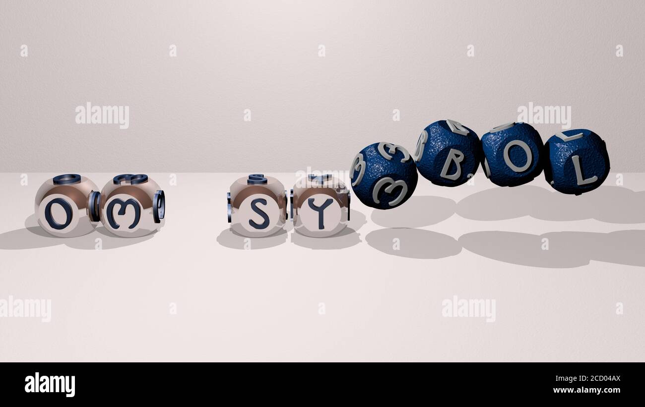 om symbol dancing cubic letters, 3D illustration Stock Photo - Alamy