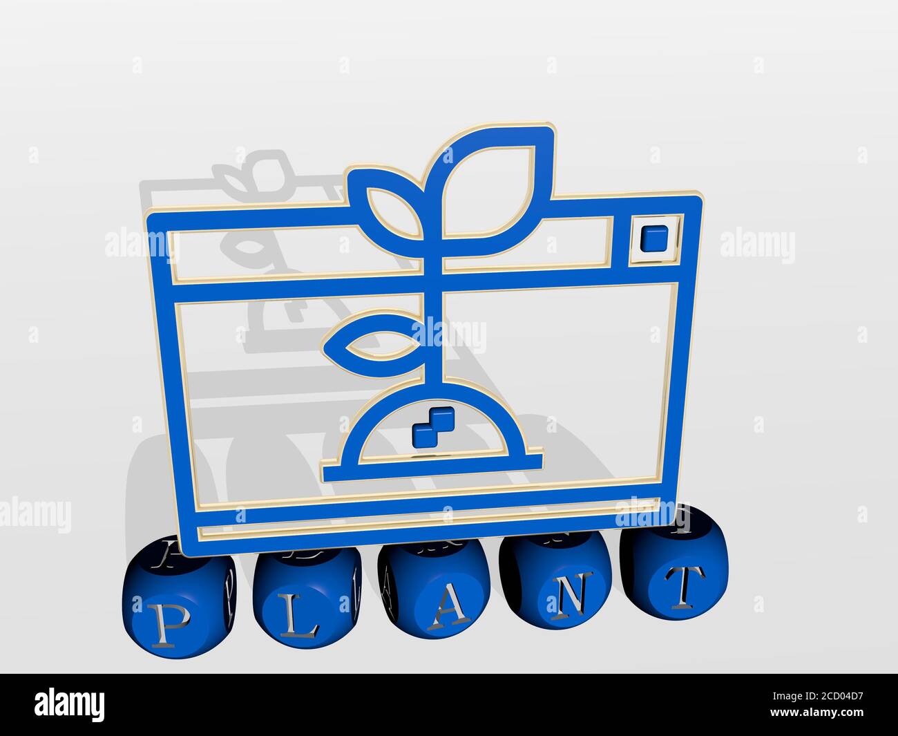 plant cubic letters with 3D icon on the top, 3D illustration Stock ...