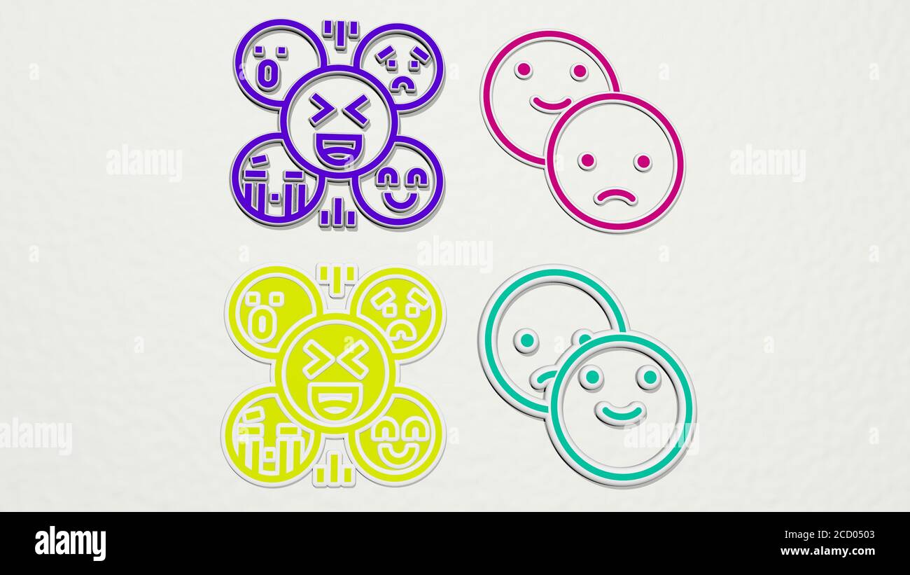 feelings colorful set of icons, 3D illustration Stock Photo - Alamy