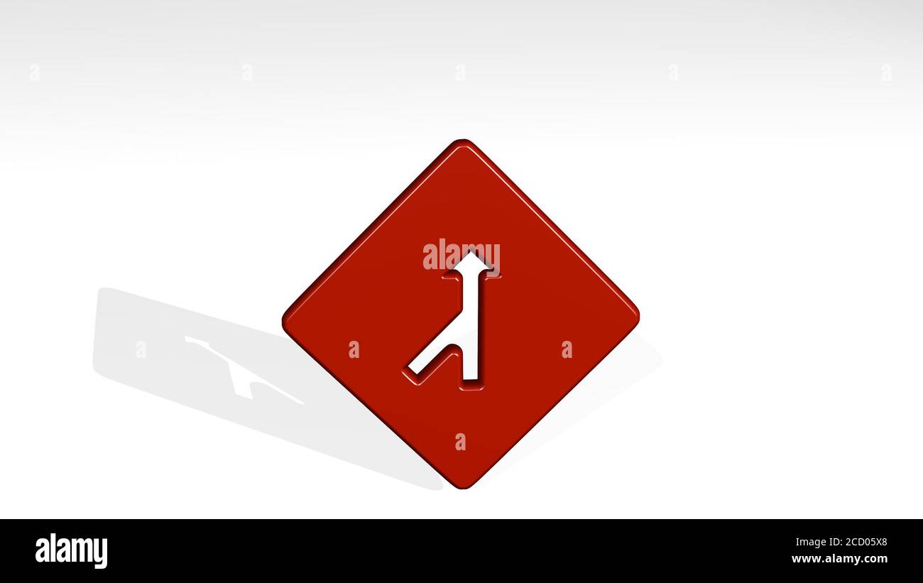 ROAD SIGN SIDE ROAD ANGLE LEFT 3D icon casting shadow, 3D illustration ...