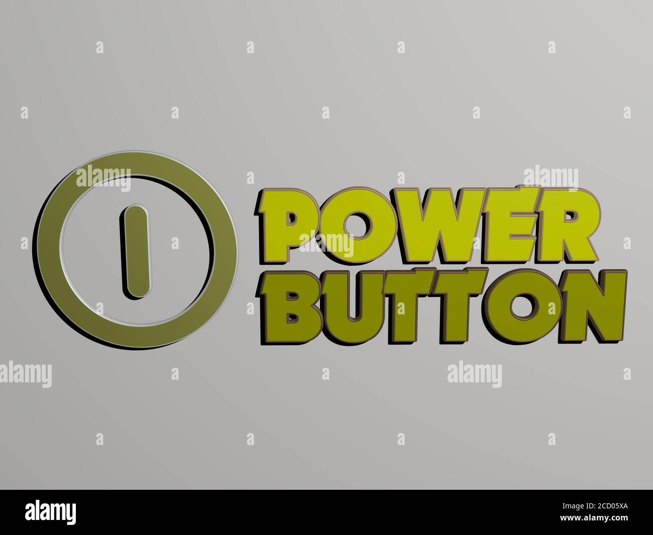 POWER BUTTON icon and text on the wall, 3D illustration Stock Photo - Alamy