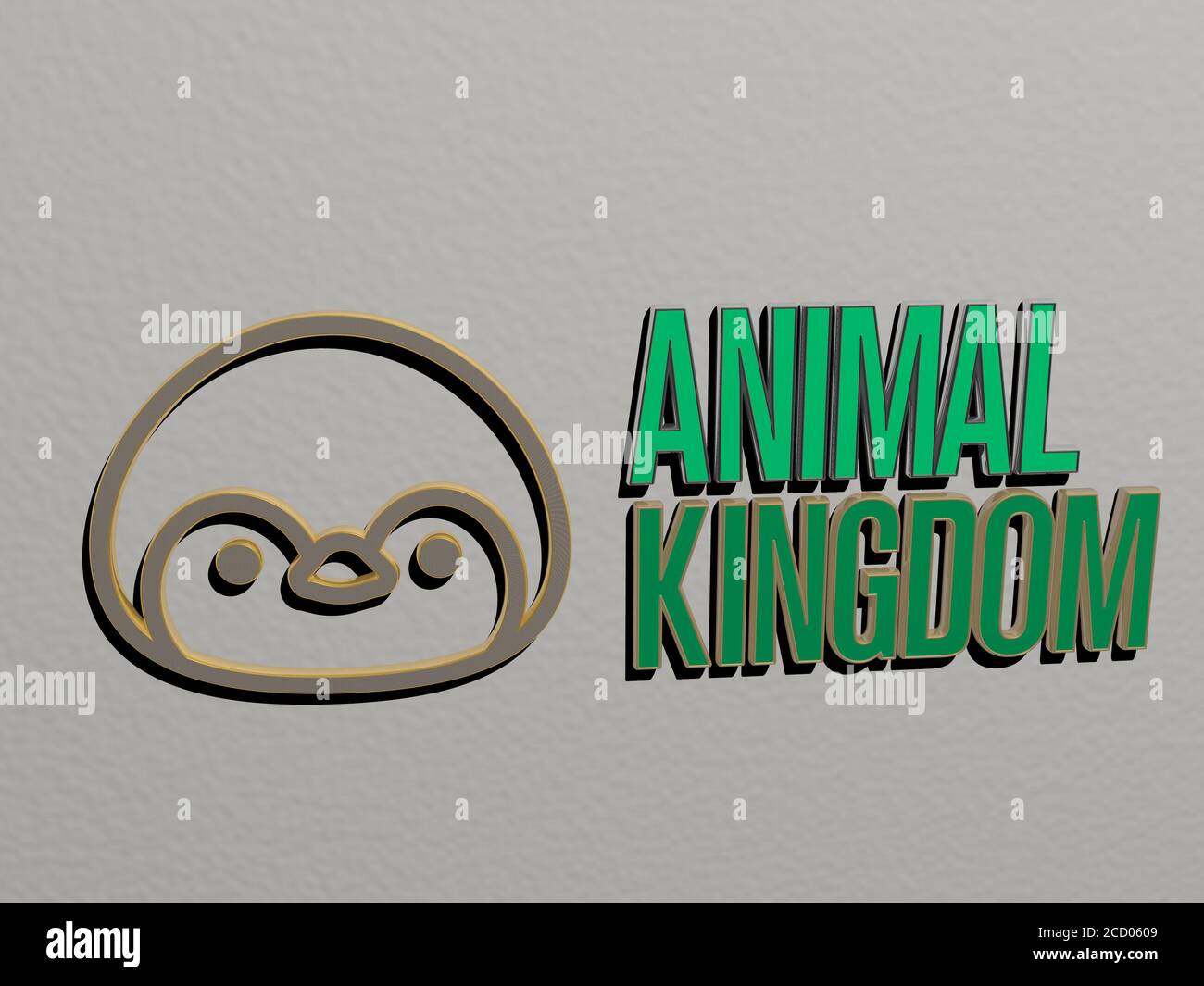 animal kingdom icon and text on the wall, 3D illustration Stock Photo ...