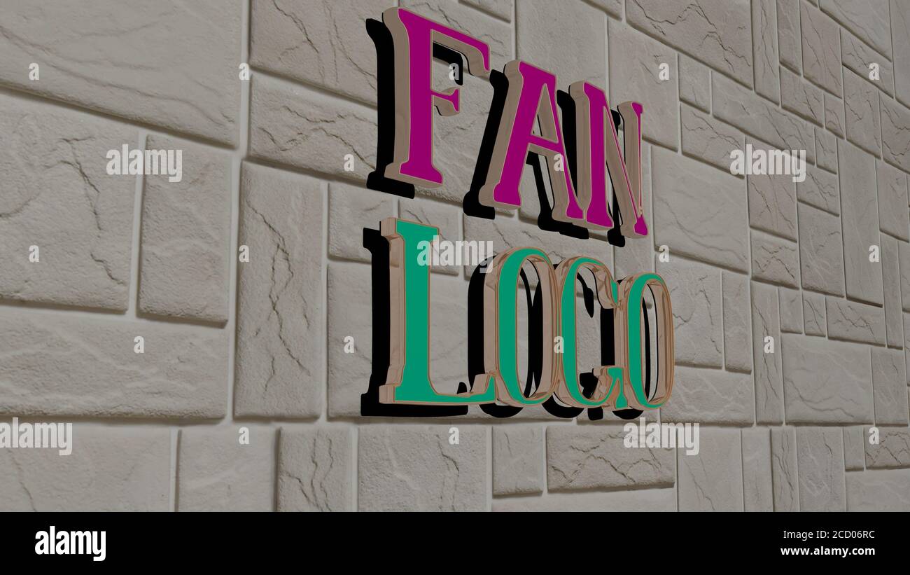FAN LOGO text on textured wall, 3D illustration Stock Photo - Alamy