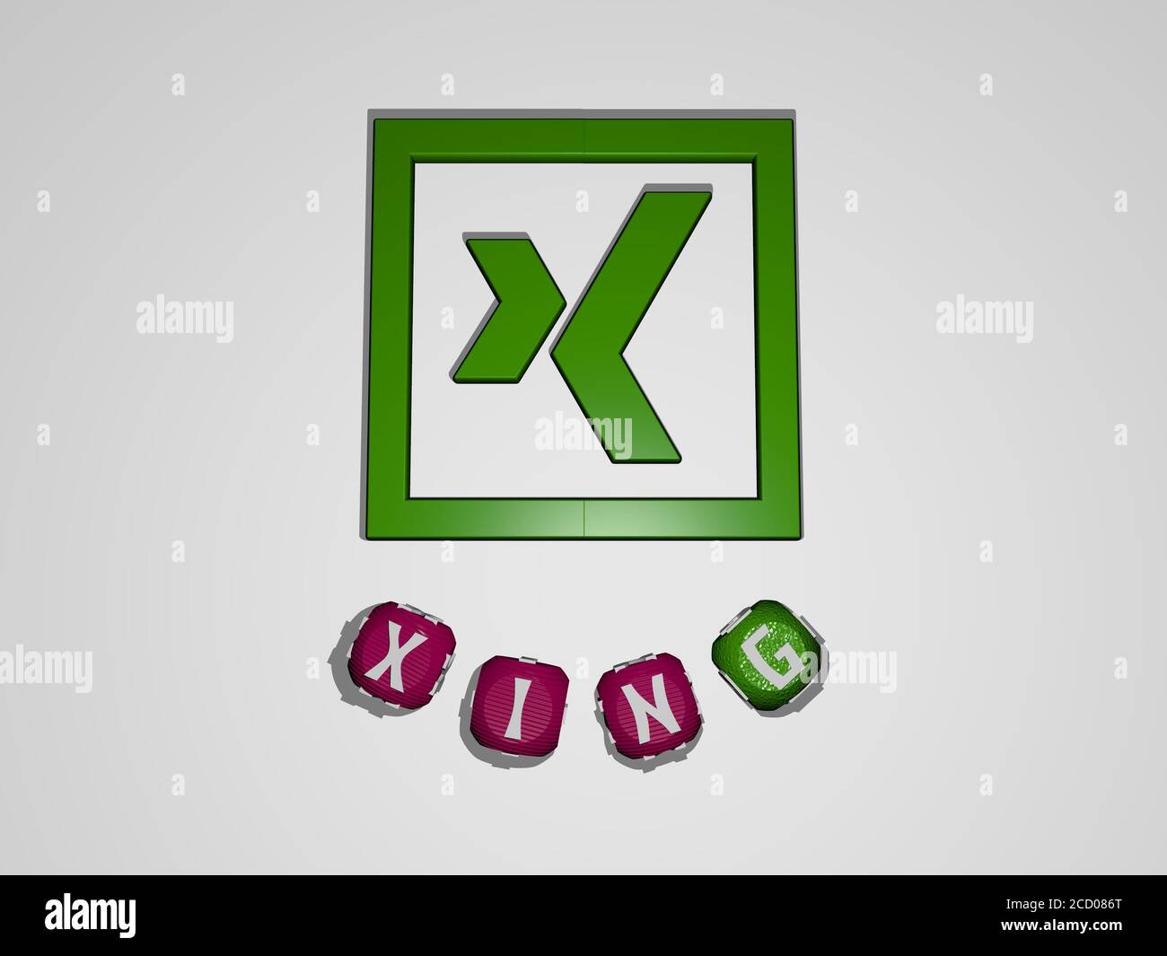 XING text around the 3D icon, 3D illustration Stock Photo - Alamy