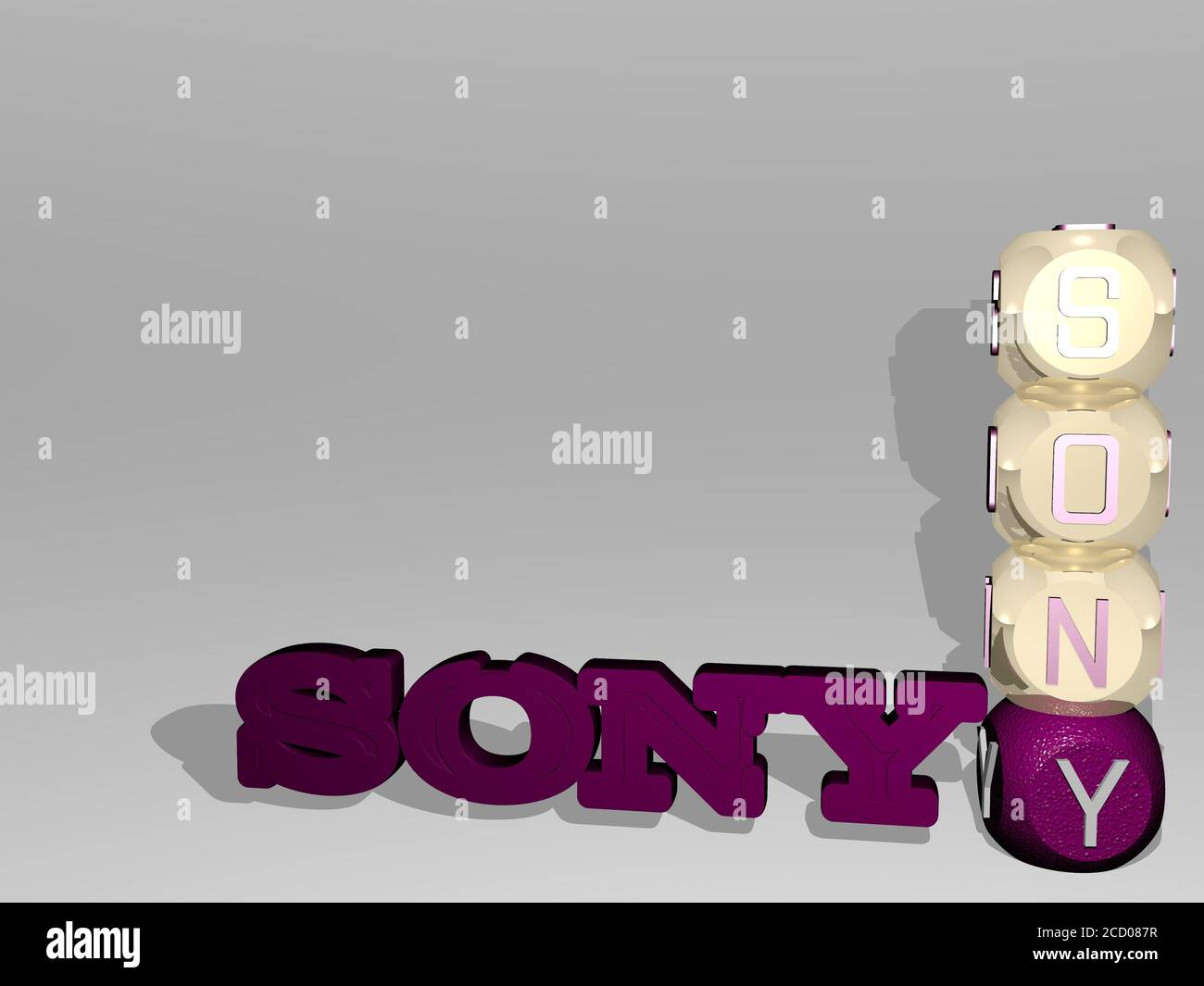 SONY 3D icon beside the vertical text of individual letters, 3D ...