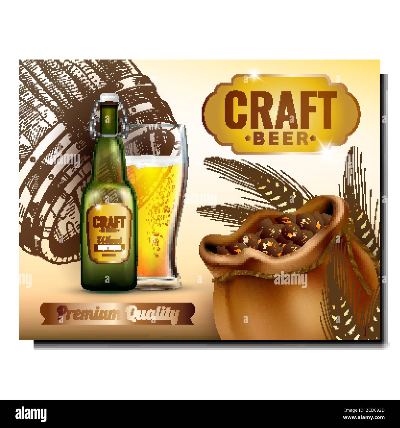Beer Alcoholic Drink Promotional Poster Vector Stock Vector Image & Art ...