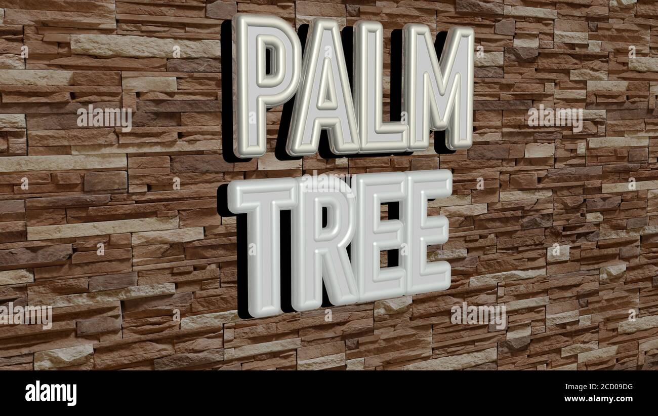 palm tree text on textured wall, 3D illustration Stock Photo - Alamy