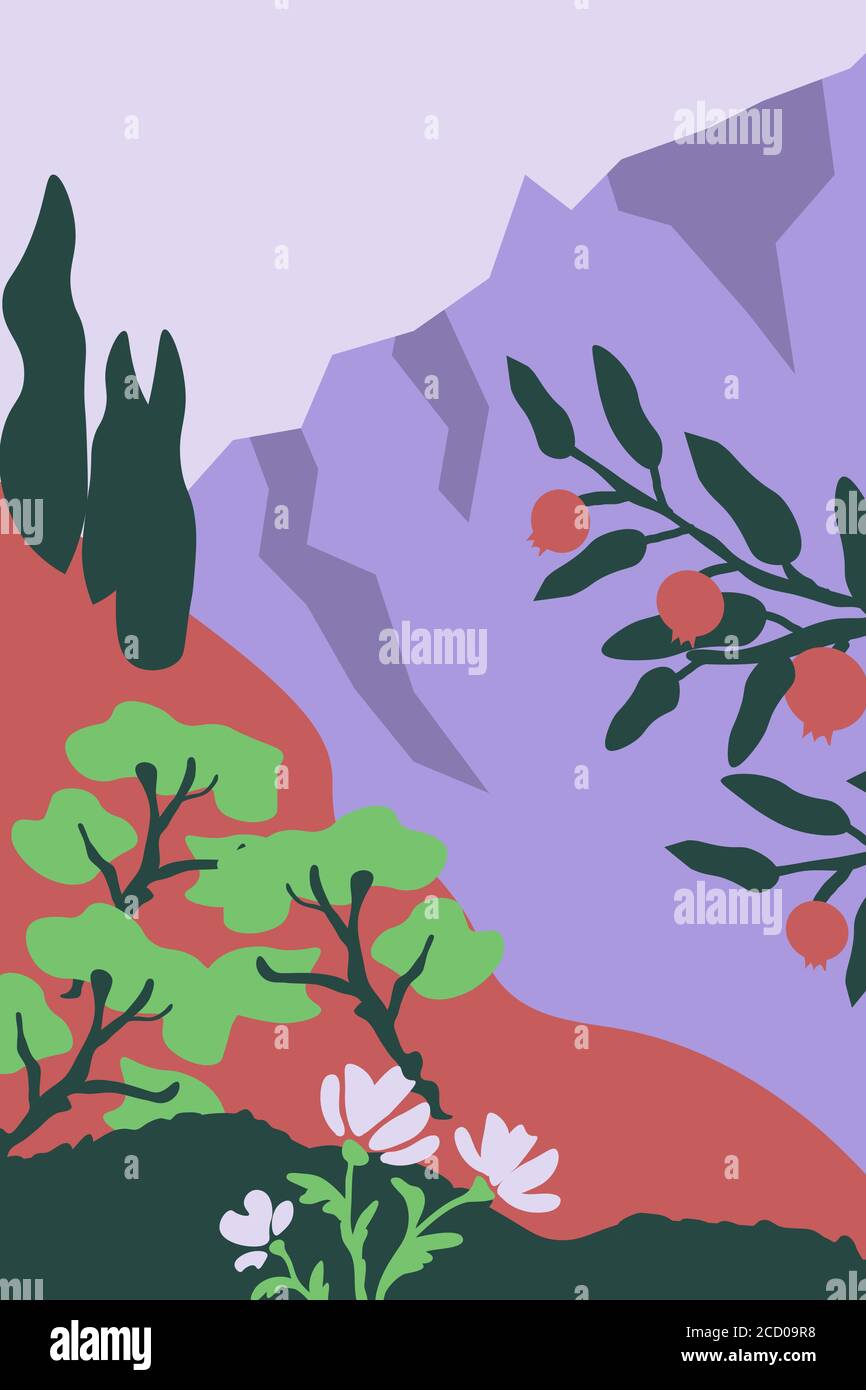 Vector mountain landscape simple illustration Stock Vector Image & Art ...