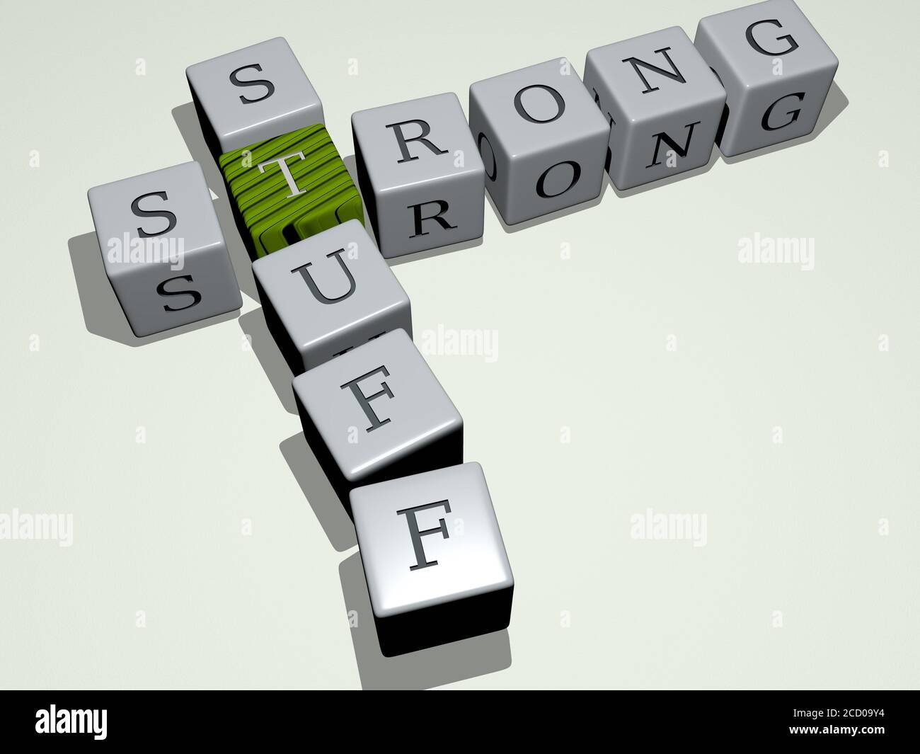strong stuff crossword by cubic dice letters, 3D illustration Stock ...