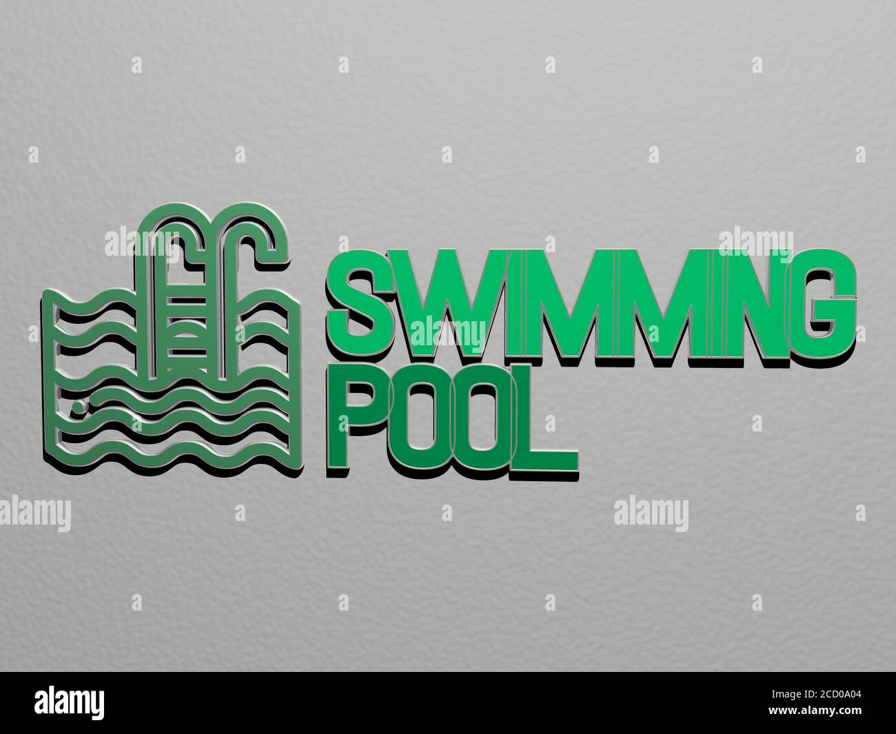 SWIMMING POOL icon and text on the wall, 3D illustration Stock Photo ...