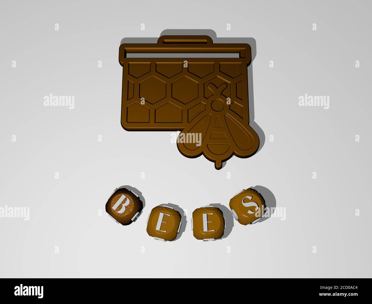BEES text around the 3D icon, 3D illustration Stock Photo - Alamy