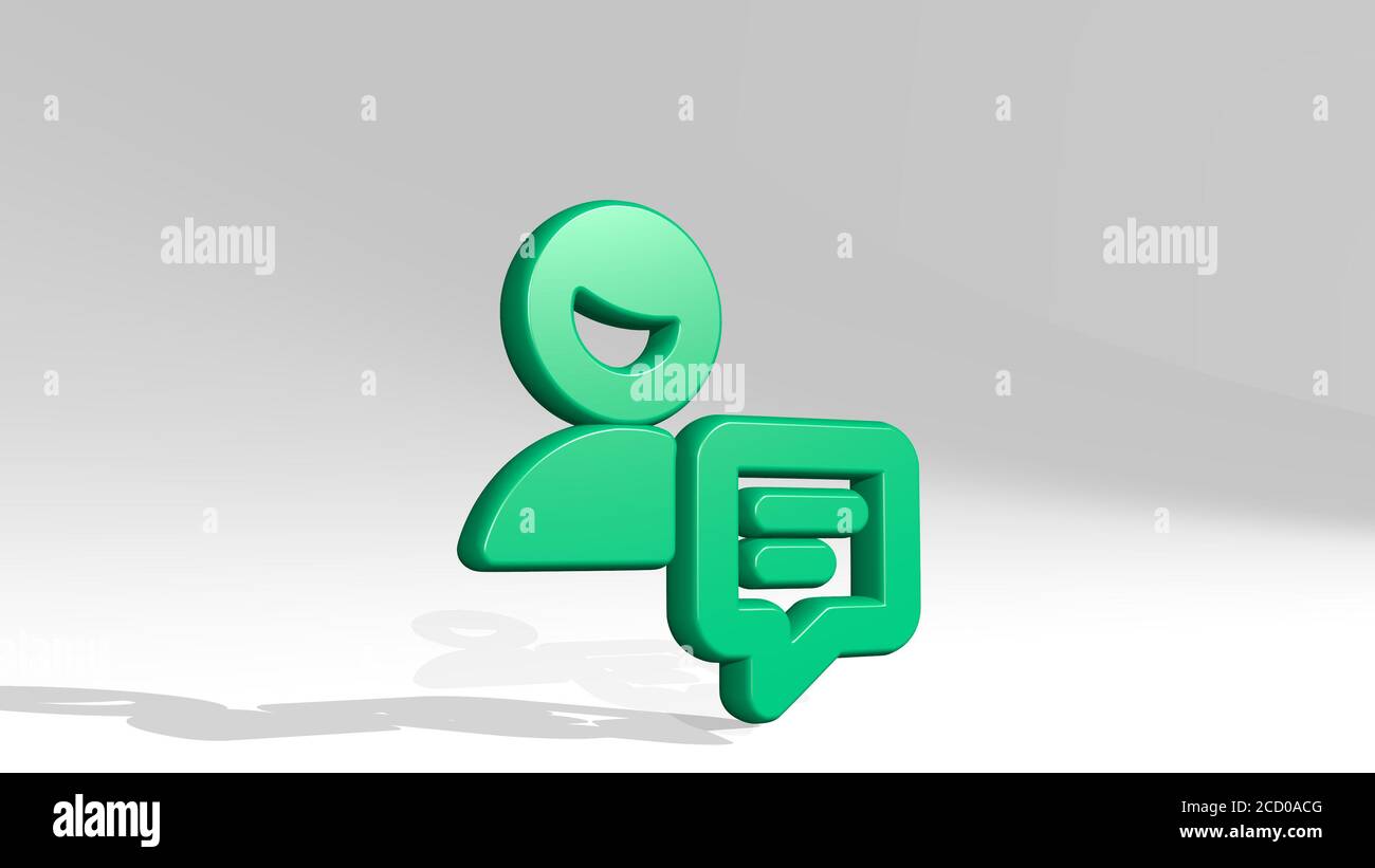 single man actions chat 3D icon casting shadow, 3D illustration Stock ...