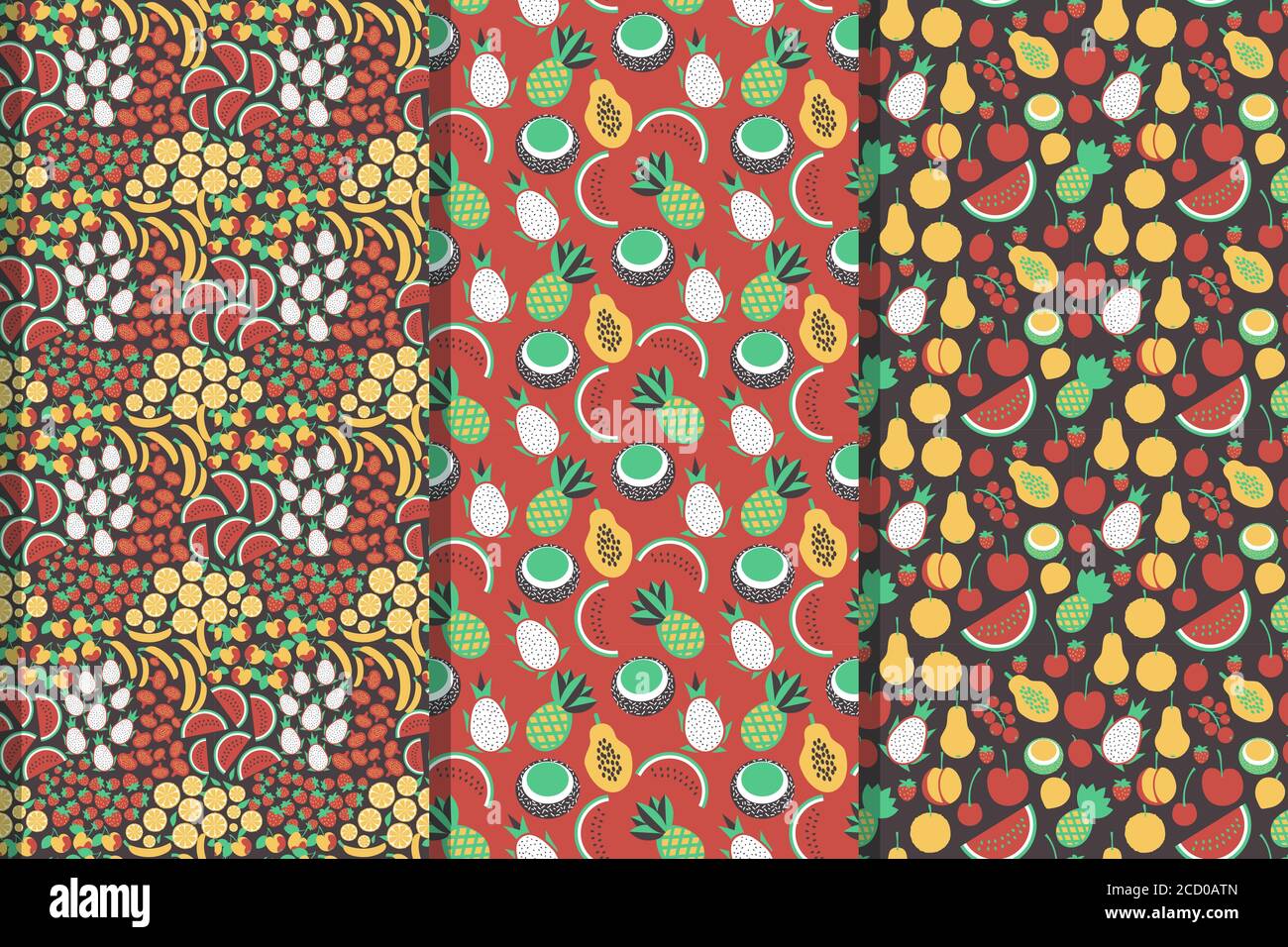 Fruits decorative vector patterns set Stock Vector Image & Art - Alamy