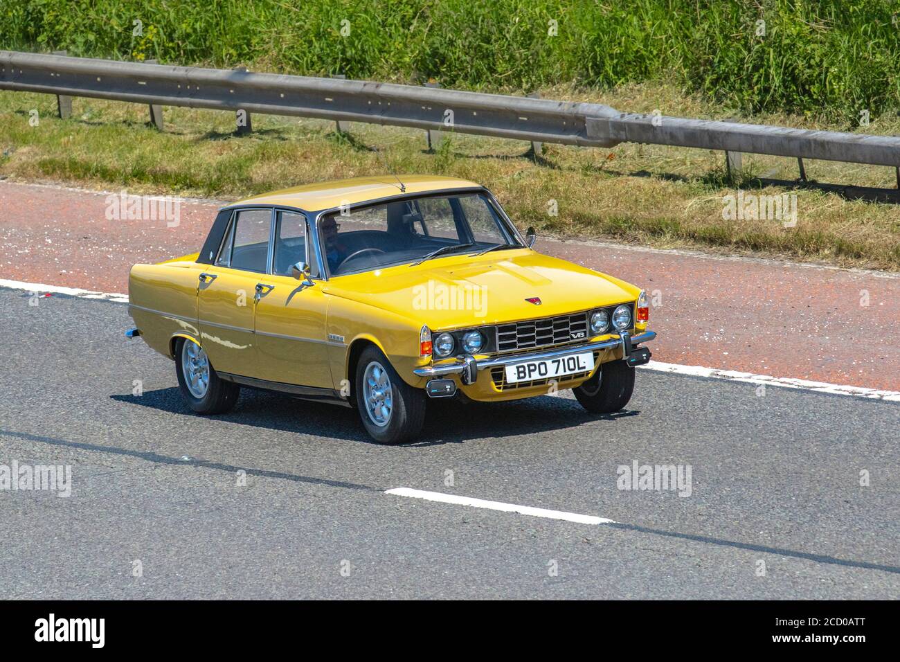 1973 Modified yellow Rover 3500 V8; Vehicular traffic moving vehicles ...
