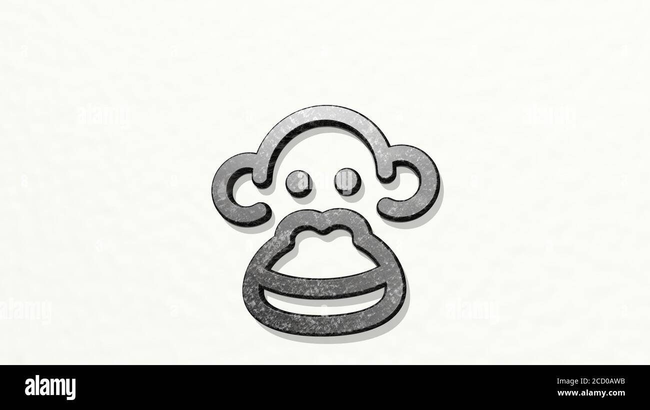 MONKEY 3D icon on the wall, 3D illustration Stock Photo - Alamy