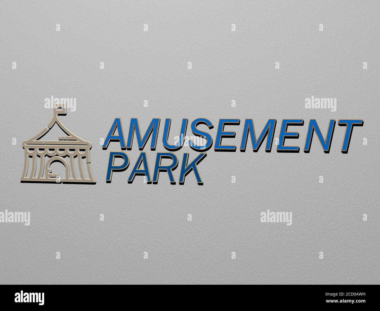 amusement park icon and text on the wall, 3D illustration Stock Photo ...