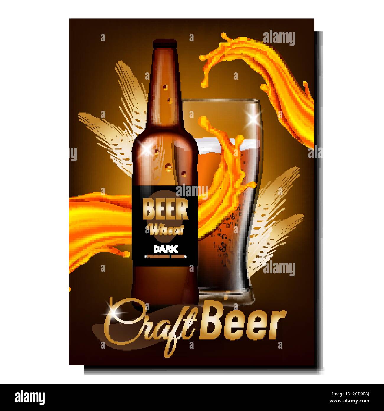 Beer Dark Alcohol Beverage Promo Poster Vector Stock Vector Image & Art ...