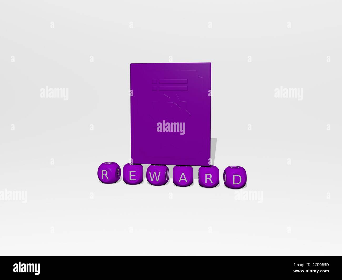 reward 3D icon over cubic letters, 3D illustration Stock Photo - Alamy